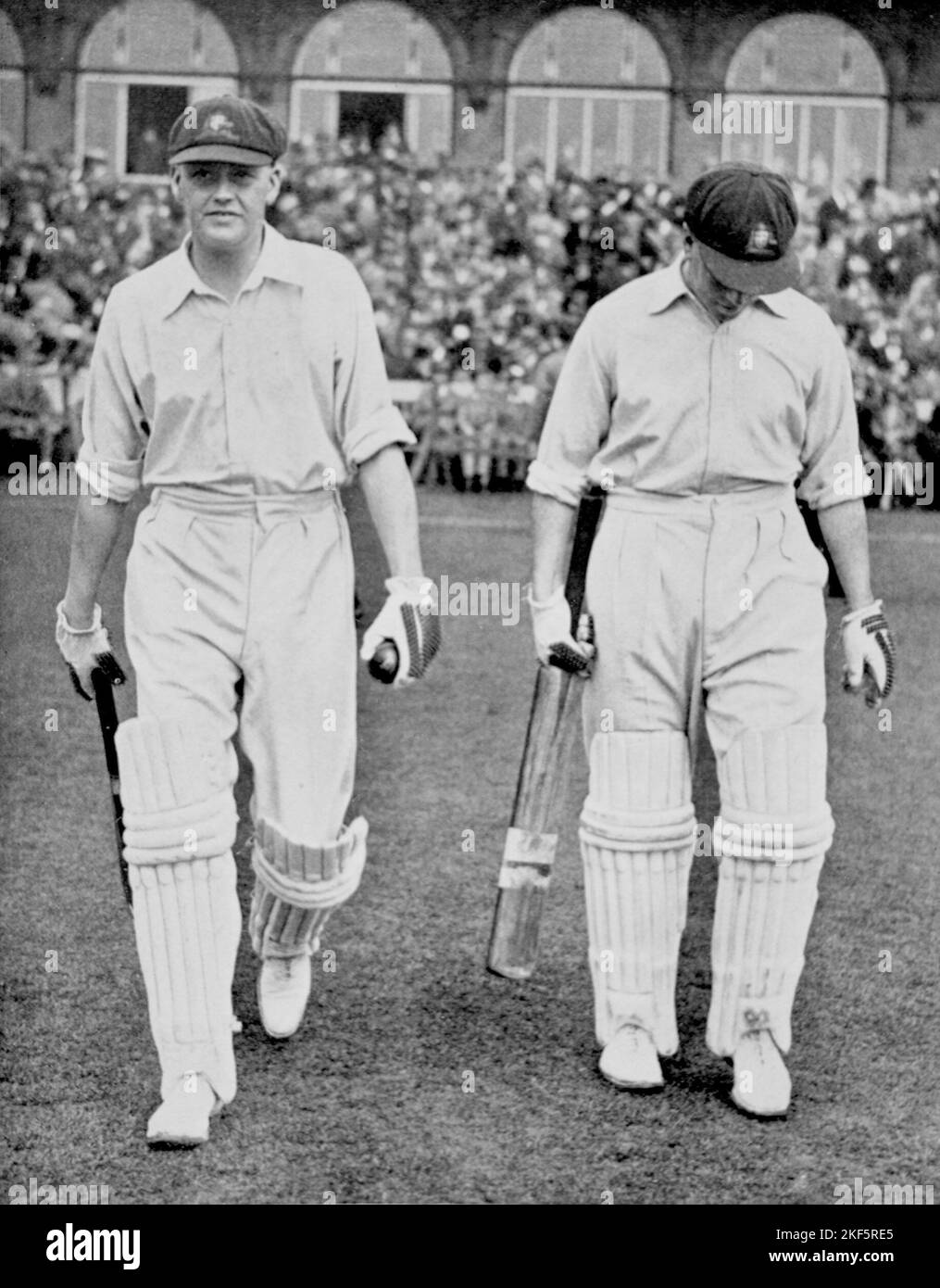 (L-R) Australia's opening batsman Bill Woodfull and Bill Ponsford walk ...