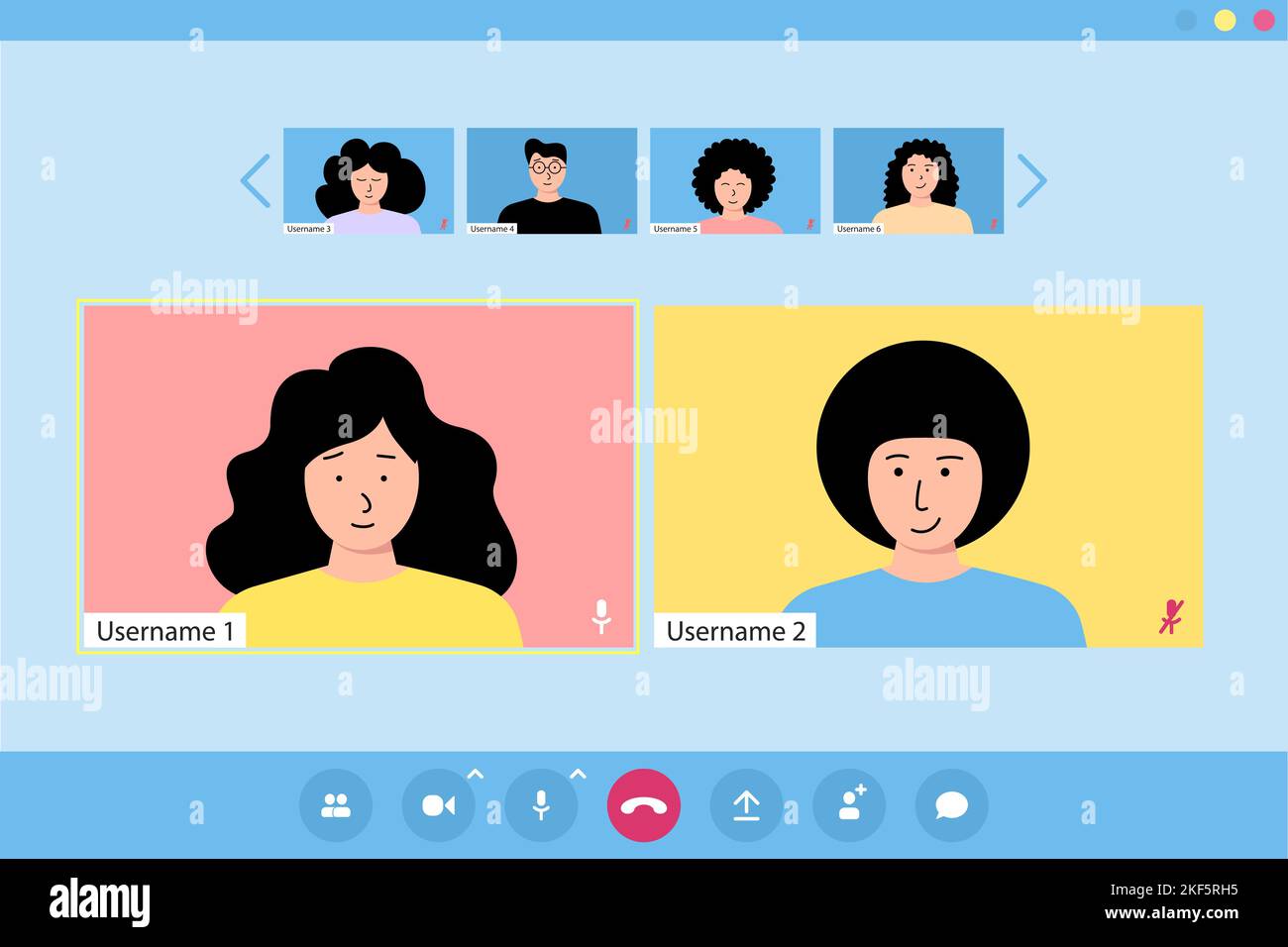 Group of people communicate together via video call Stock Vector Image ...