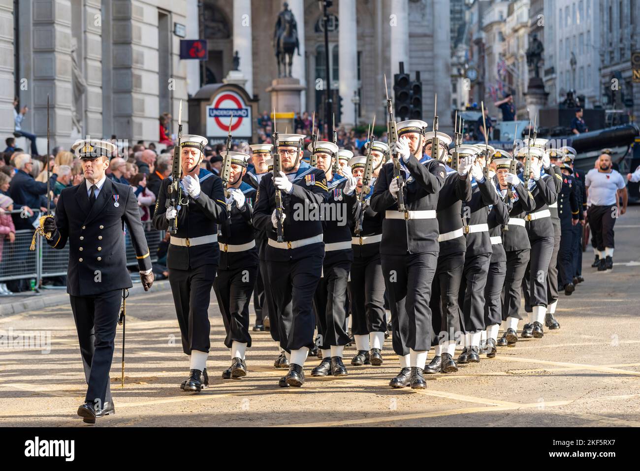 Royal Navy, HMS President, marching group at the Lord Mayor's Show ...