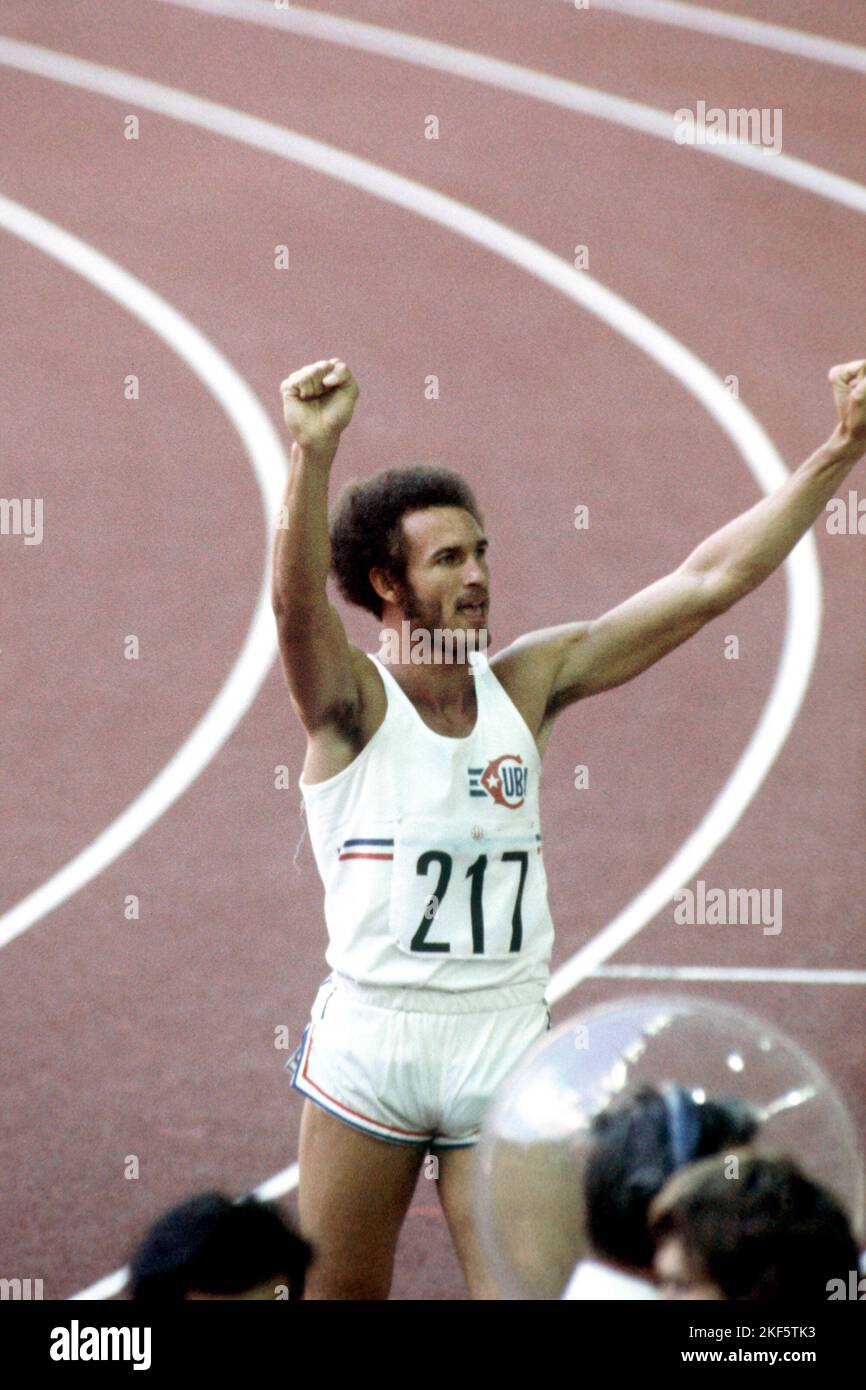 Cuba's Alberto Juantorena celebrates winning gold - he was the first ...