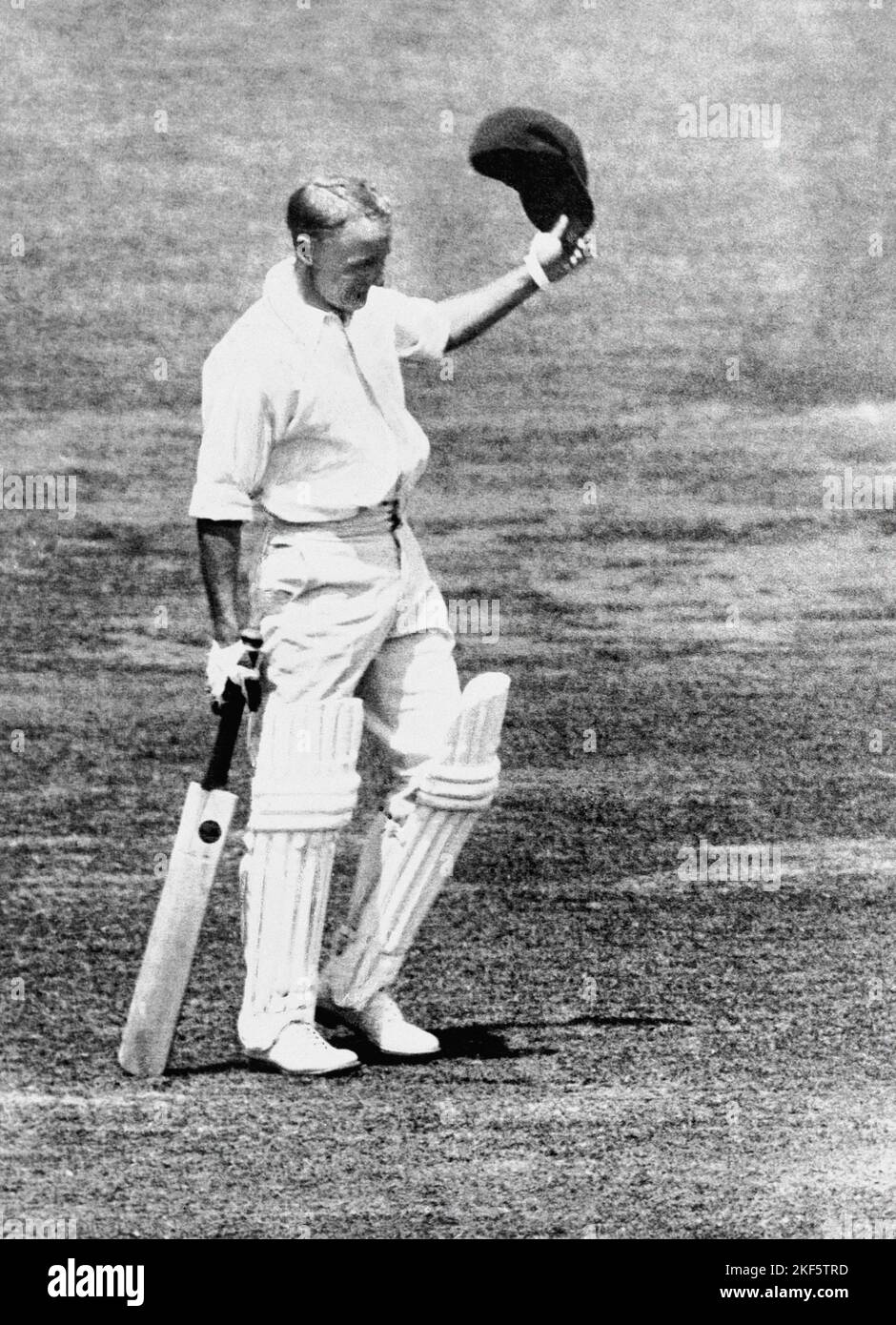 Australia's Don Bradman celebrates reaching his double century Stock ...