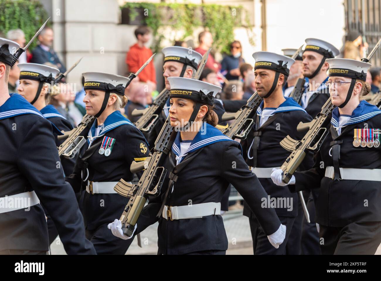 Royal Navy, HMS President, marching group at the Lord Mayor's Show ...