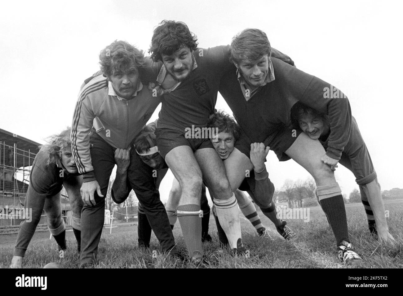 The Australia pack demonstrate their technique: (l-r) Tony Shaw, Steve ...