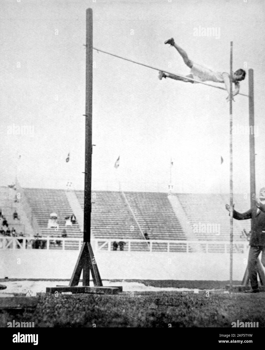 USA's Alfred Gilbert clears the bar at 3.71m to tie for the gold medal ...