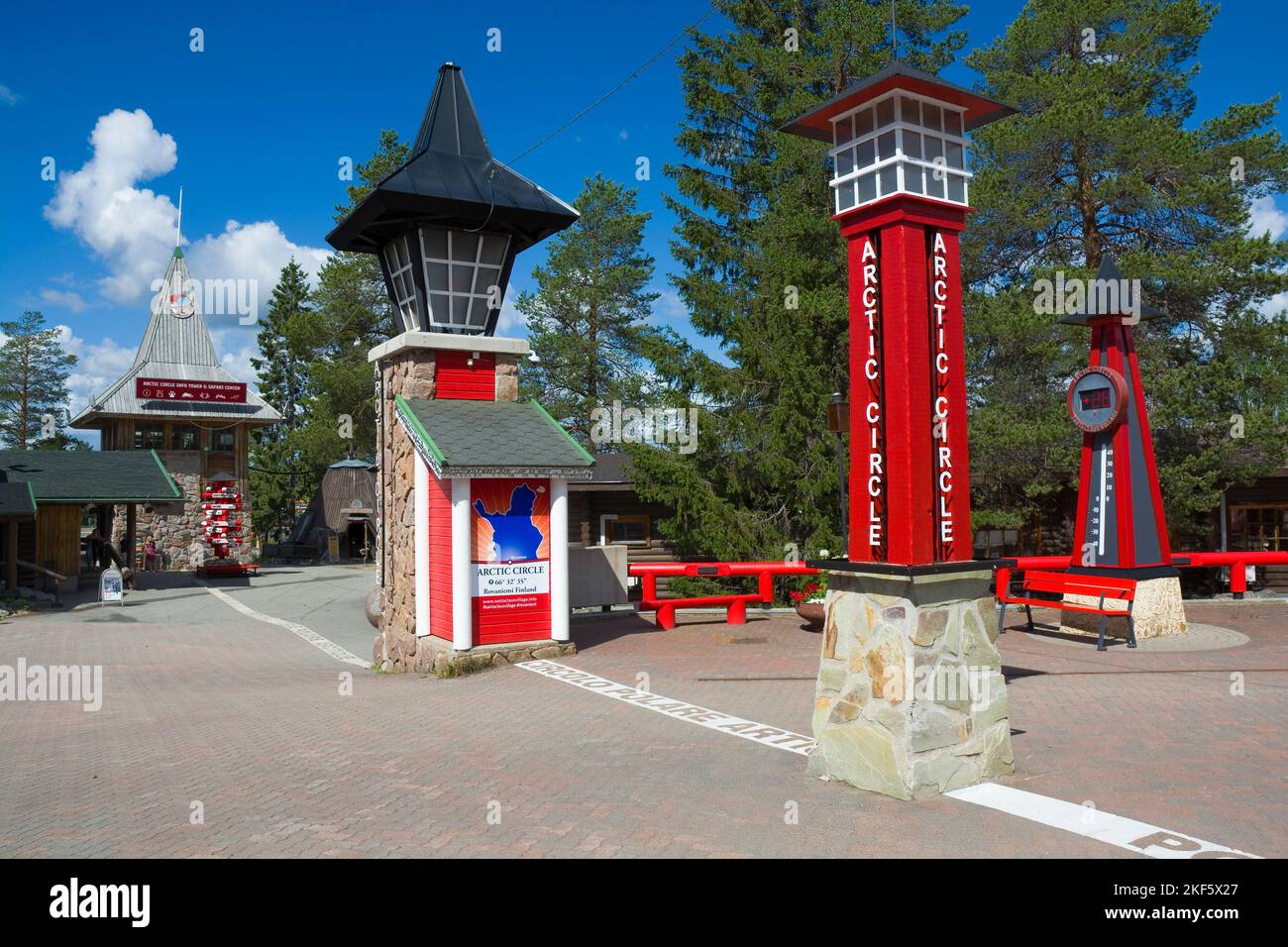Line of parallel marking arctic circle in Santa Claus Village in ...