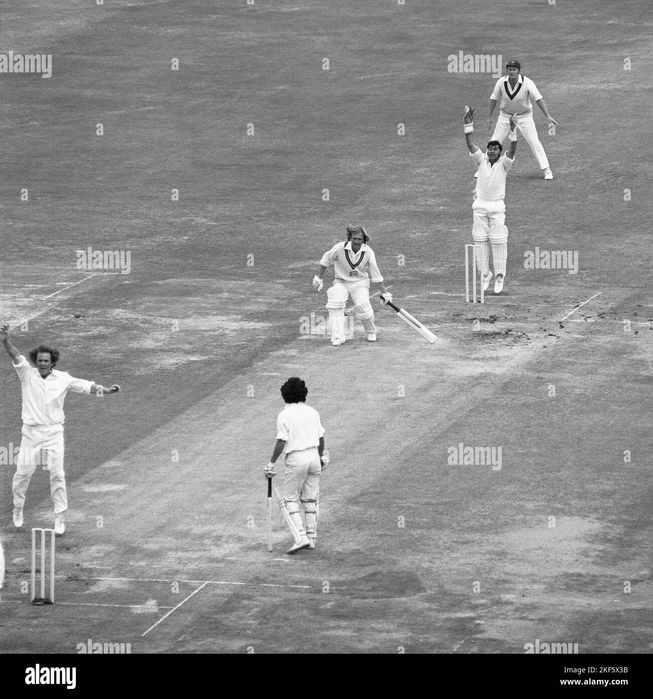 Middlesex's Clive Radley is out LBW from Lancashire's Robert Ratcliffe ...