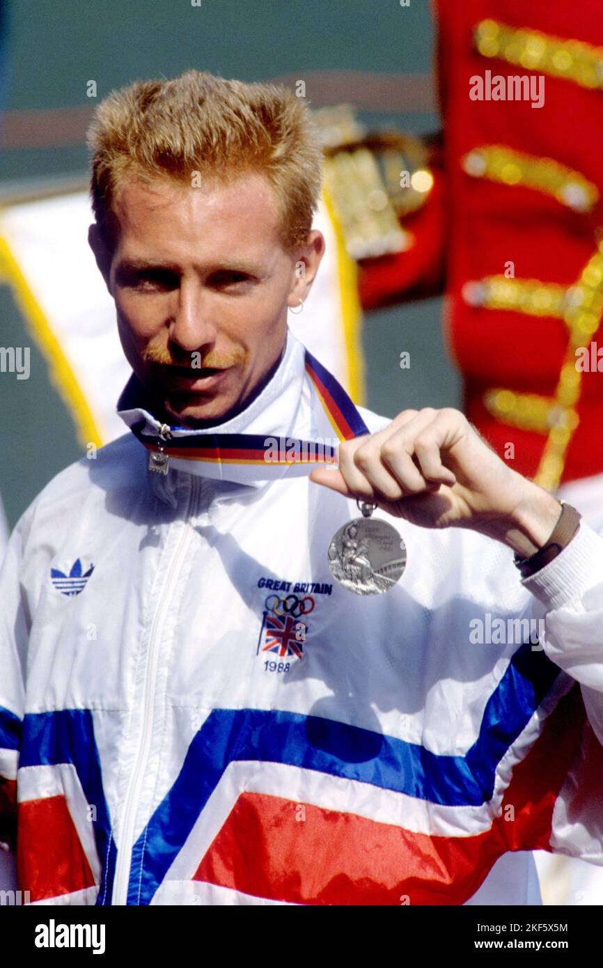 Great Britain's Peter Elliott shows off his silver medal Stock Photo ...
