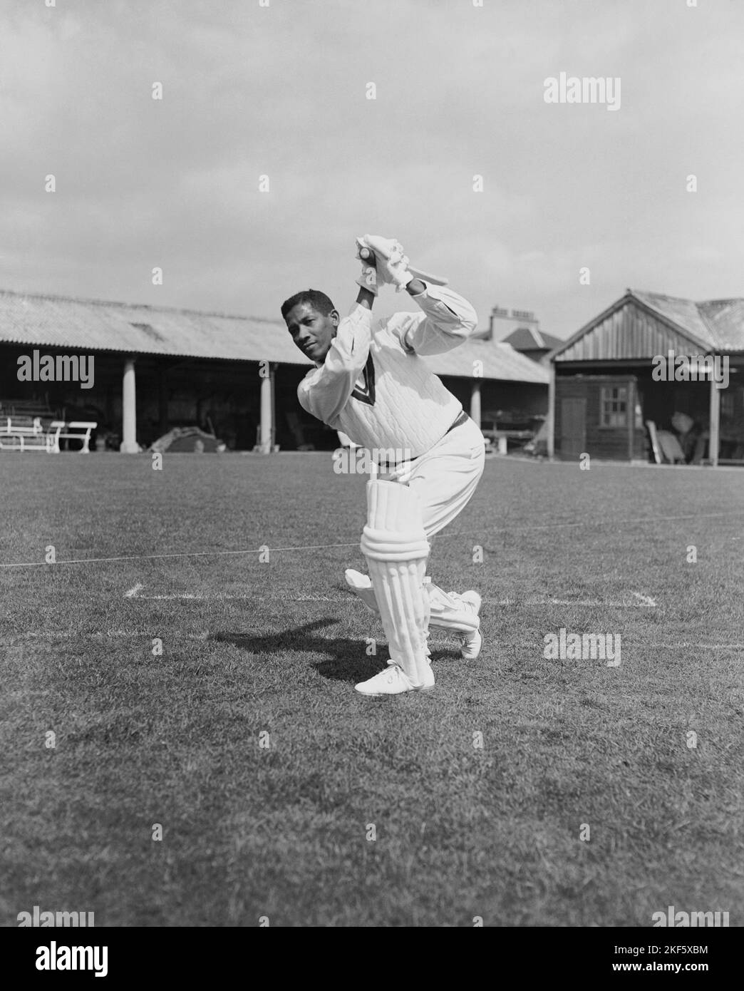 New action picture of Basil Butcher (British Guiana), right-hand bat ...