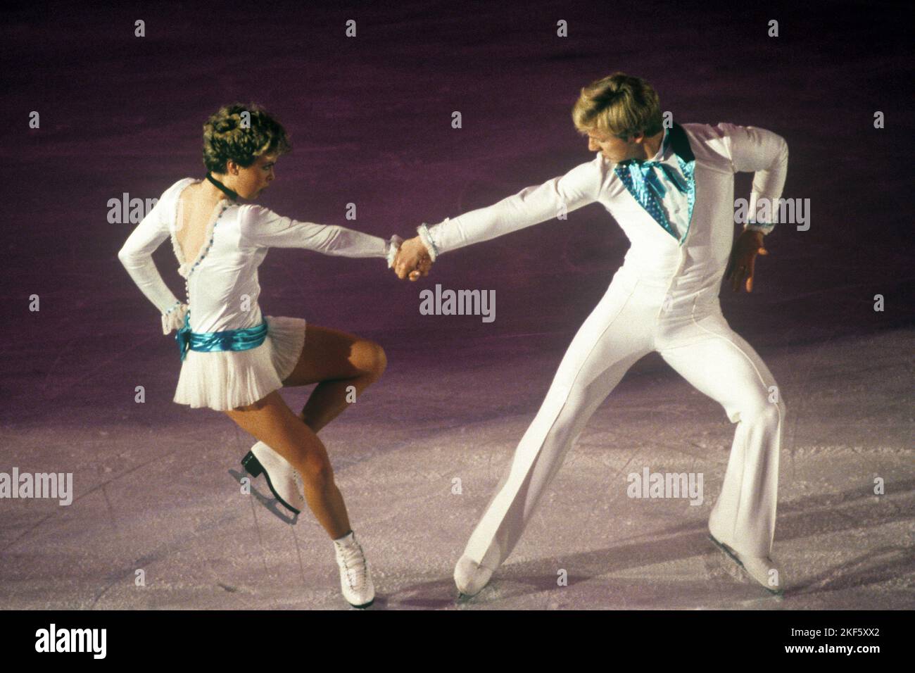 Ice skaters Jayne Torvill, leftt, and Christopher Dean, during their ...