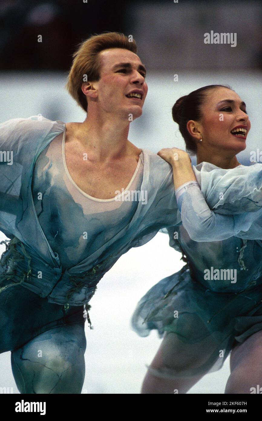 Alexander Zhulin and Mair Usova (Unified Team), bronze medalists Stock ...