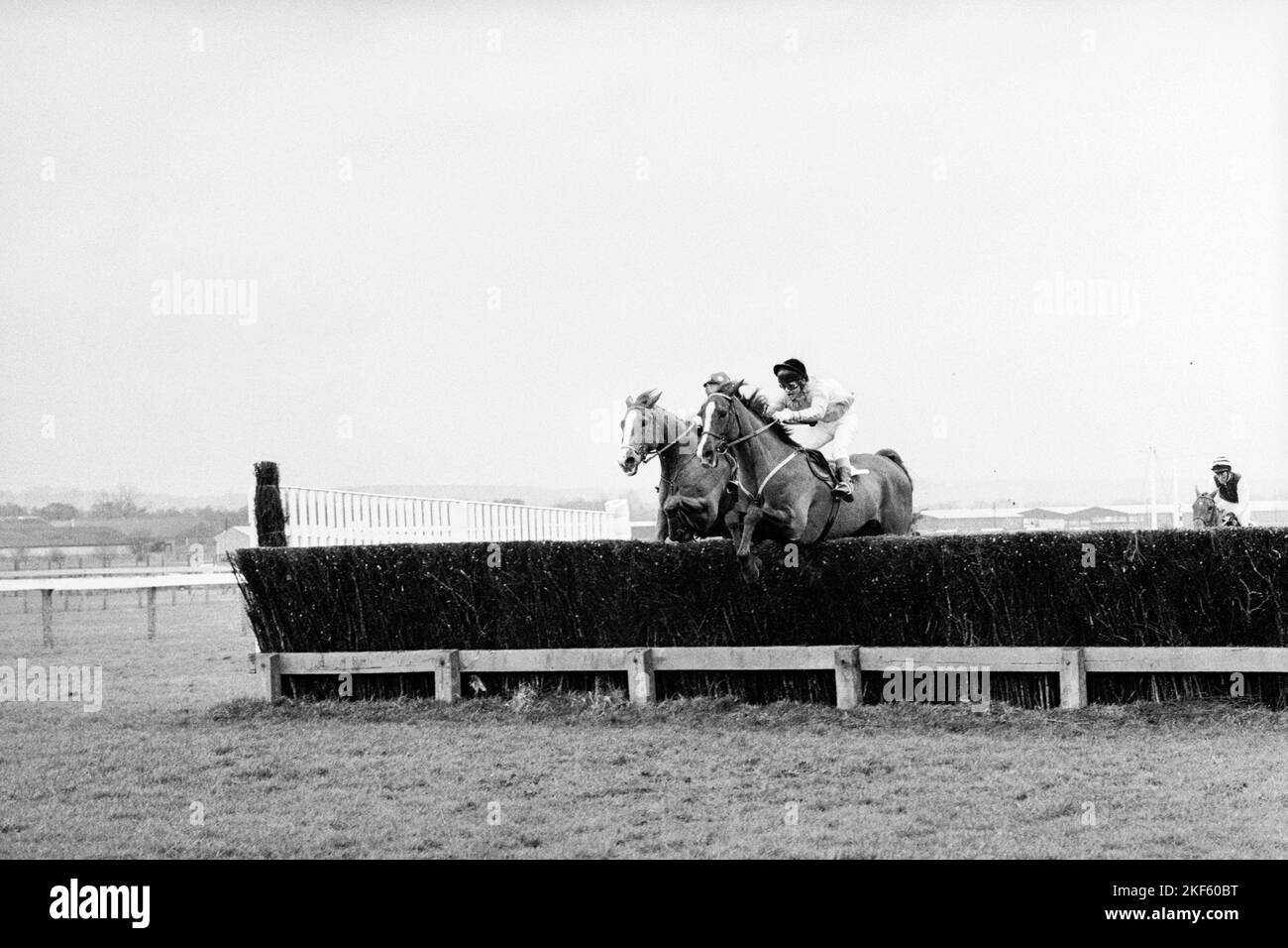 Game Spirit (r), Bill Smith up, clears the last fence ahead of Roman ...