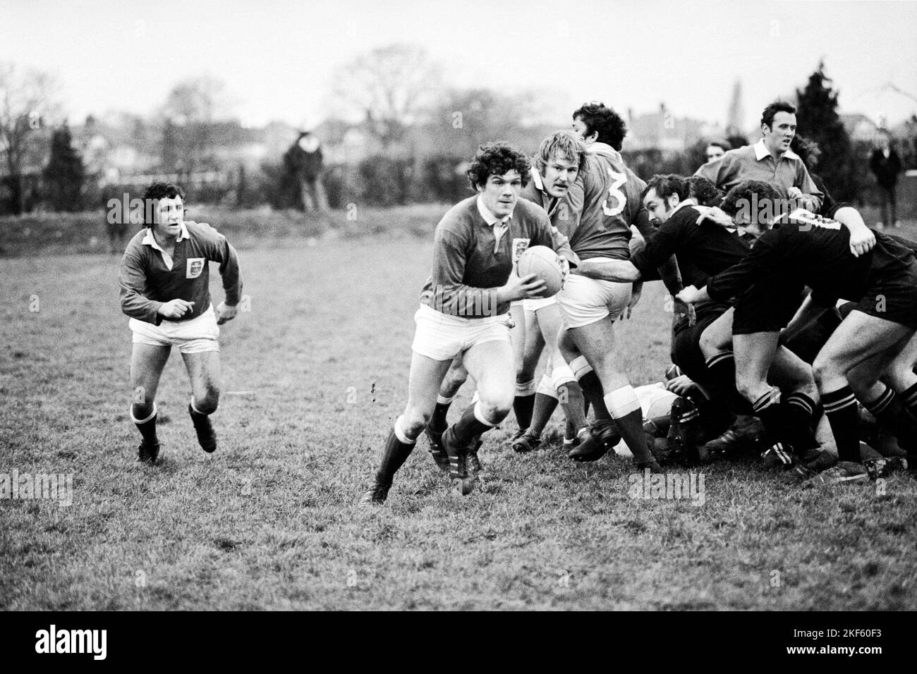 Llanelli's Gareth Jenkins (second l) makes a break from a scrum Stock ...