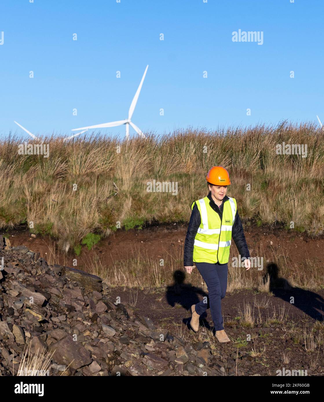 First Minister Nicola Sturgeon during a visit to Kype Muir windfarm ...