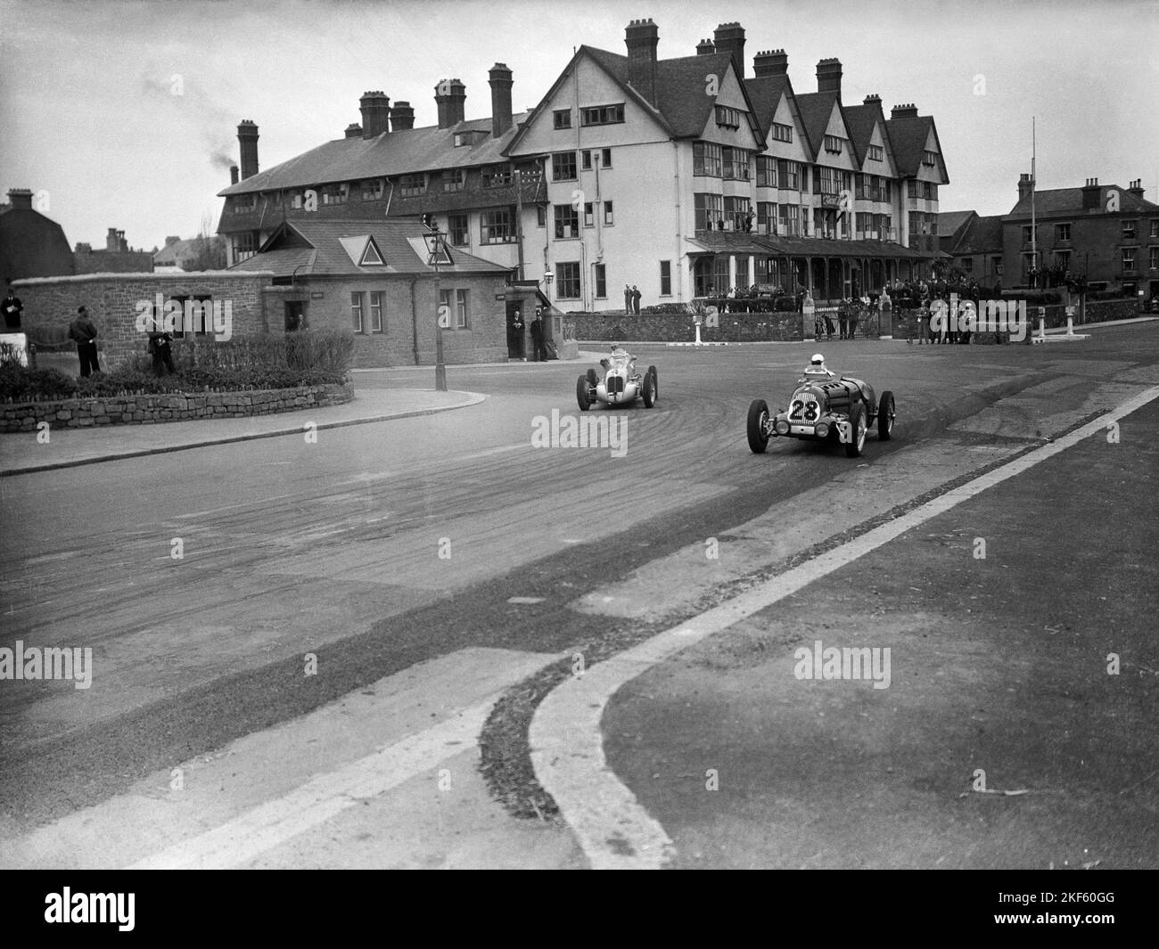 Leslie Johnson (r, Darracq T150C) leads from Prince Birabongse Bhanutej ...