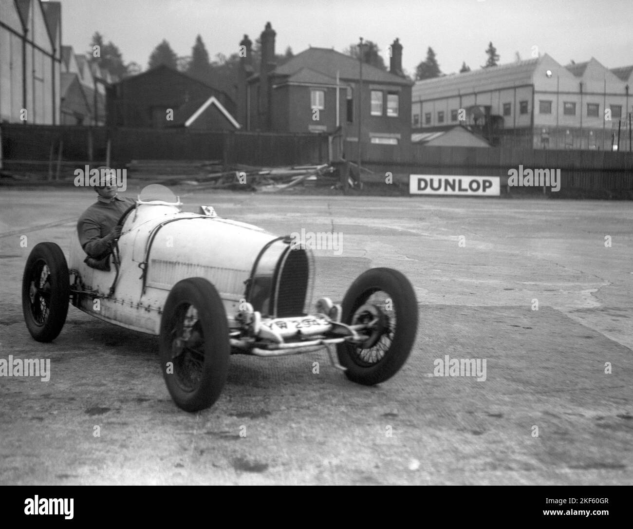 Eileen Ellison in a Bugatti during the Mountain Race at Brooklands ...