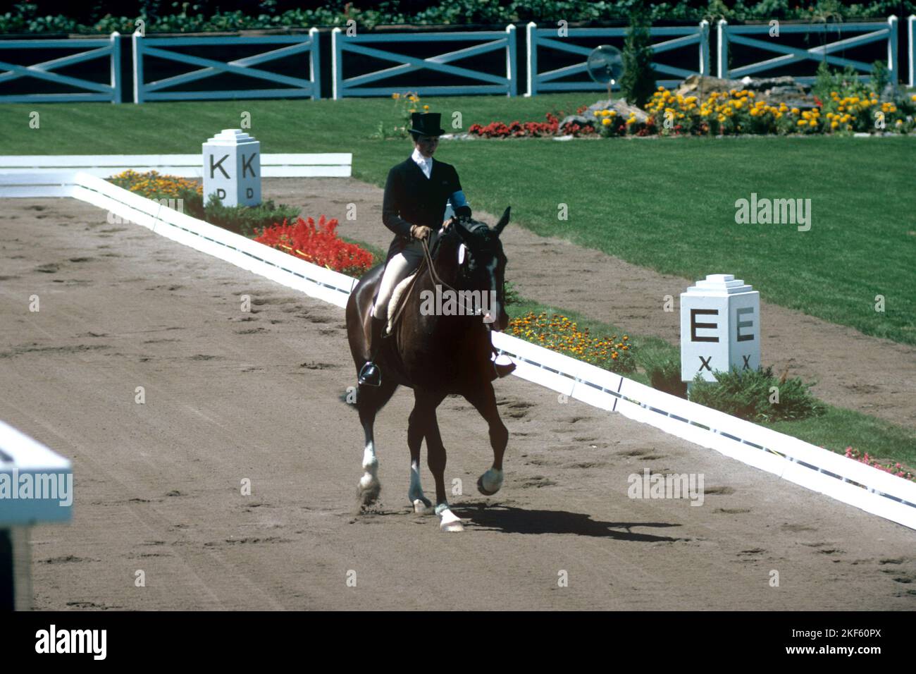 Princess Anne, on her horse, Goodwill, during the Dressage section of ...
