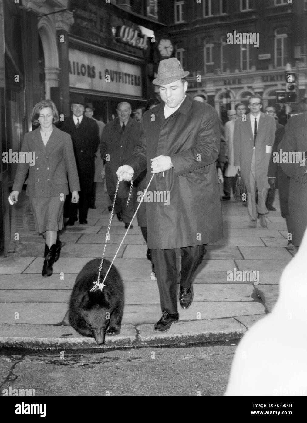 George Chevalo, the Canadian heavyweight boxer, taking his bear mascot ...