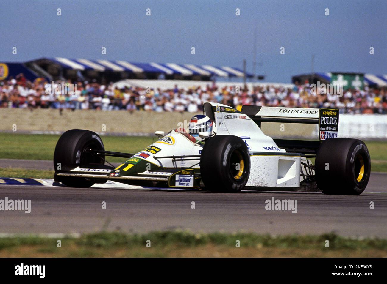 Mika Hakkinen aboard his Lotus 102B during the British Grand Prix at ...