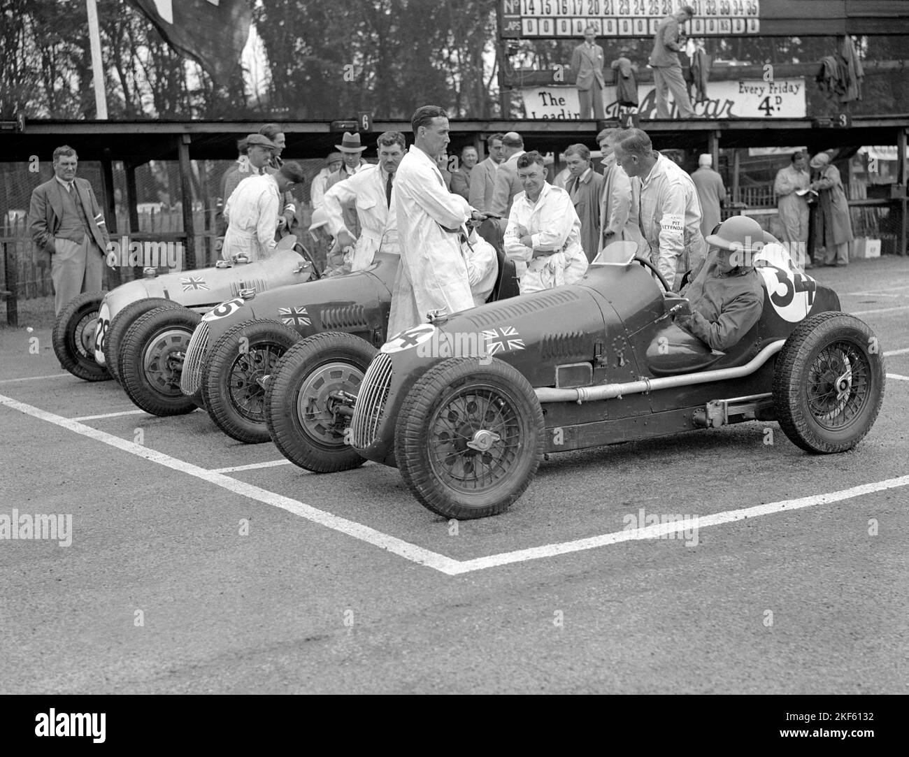 The line up of Austin cars before the start of the Nuffield Trophy Race ...