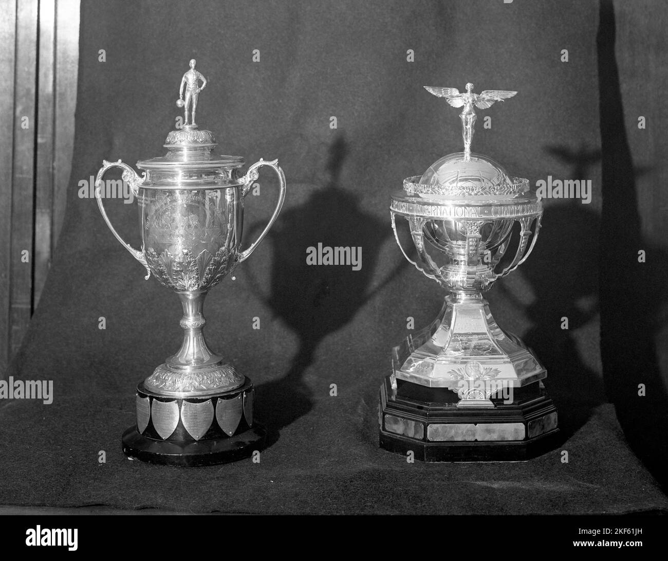 The FA Amateur Cup trophy, left, and the trophy of the British Home ...