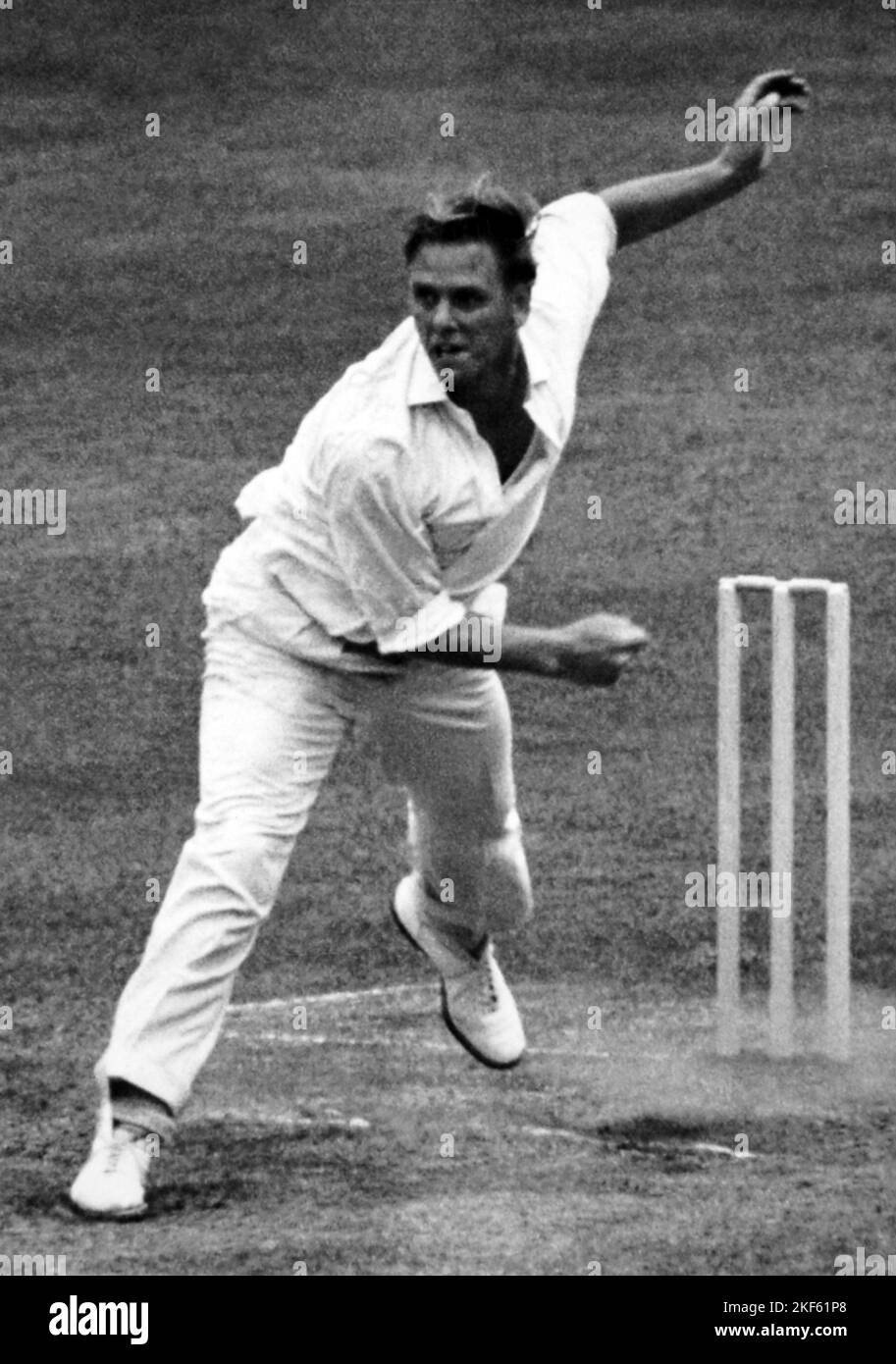 England and Lancashire cricketer Kenneth Higgs in action Stock Photo ...