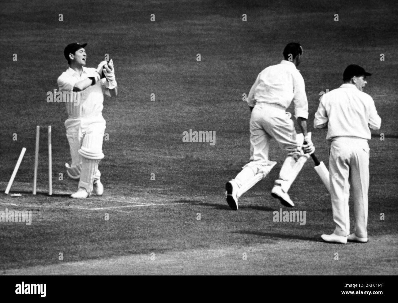 William Eric Russell (M.C.C.) reaches his wicket as Yorkshire ...