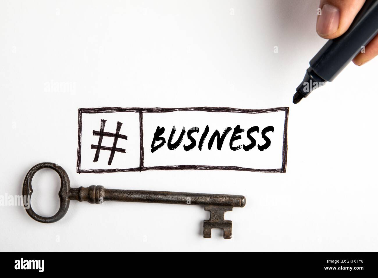 Business Development Economic Solution Concept. Text and key on a white ...