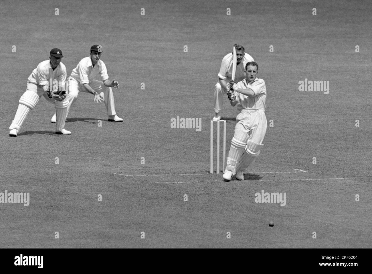 England's Bill Edrich hits a boundary on his way to making 189 Stock ...