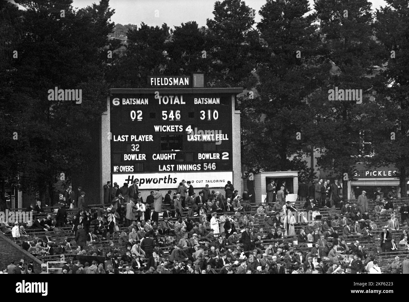 The England scoreboard at declaration. John Edrich was 310 not out ...