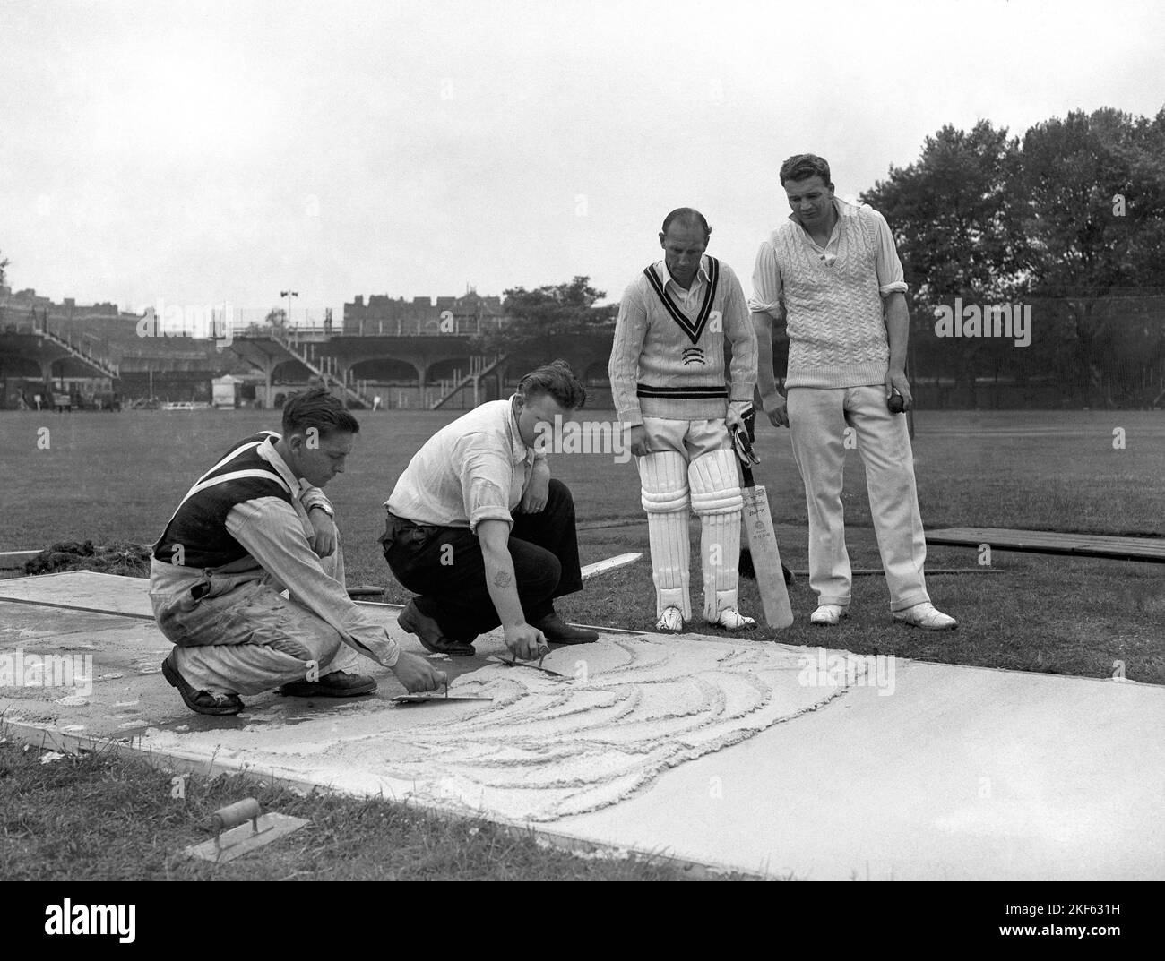 Concrete pitches are laid at Lords Cricket ground Stock Photo - Alamy