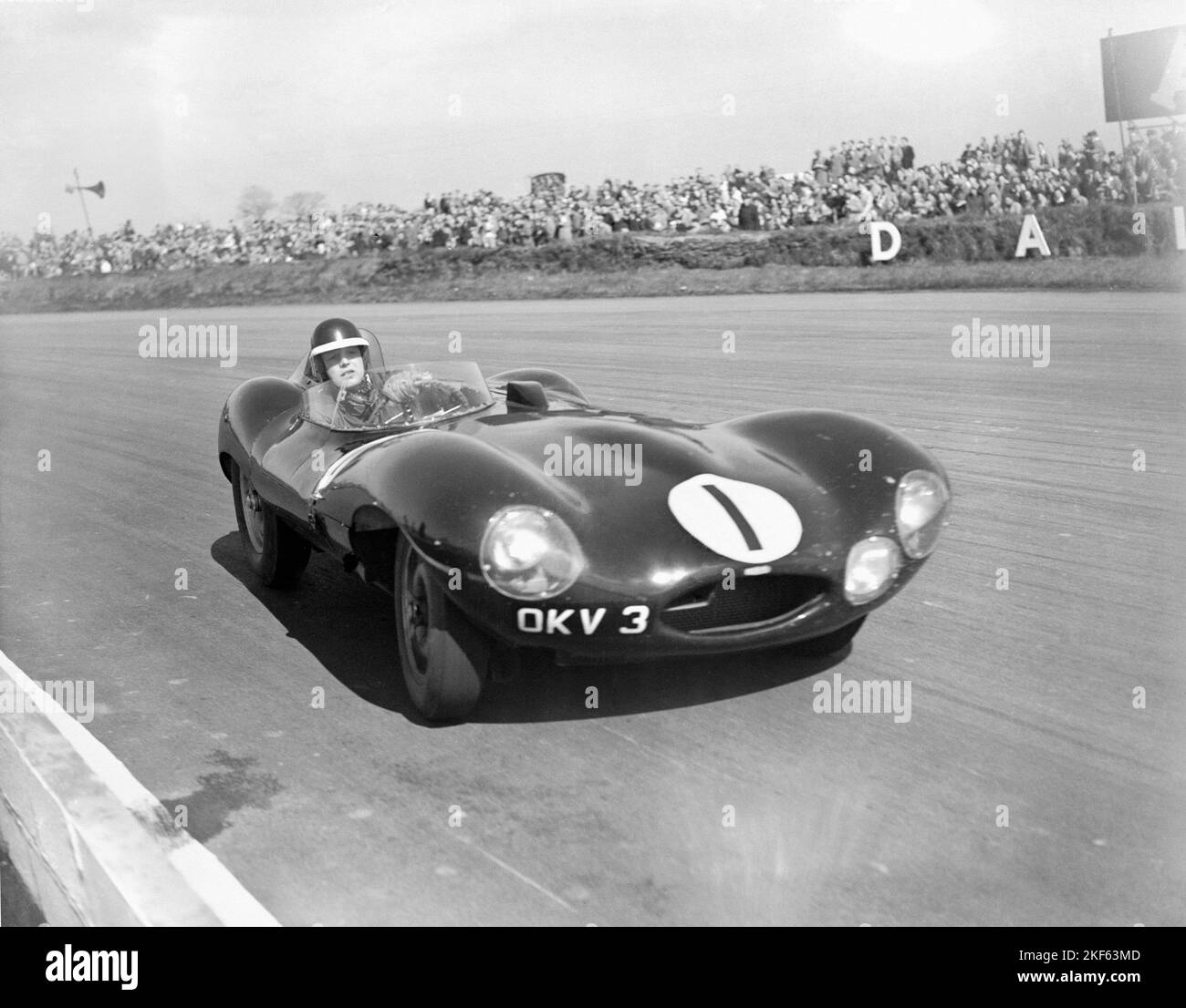 Mike Hawthorn in the Jaguar D-Type Stock Photo - Alamy