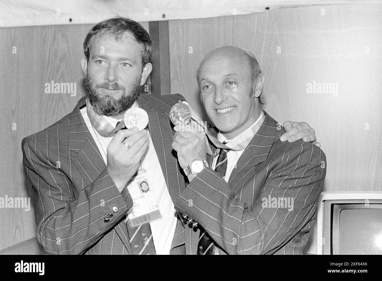 Gold medallist Malcolm Cooper (left) and Bronze medallist Alister Allen ...