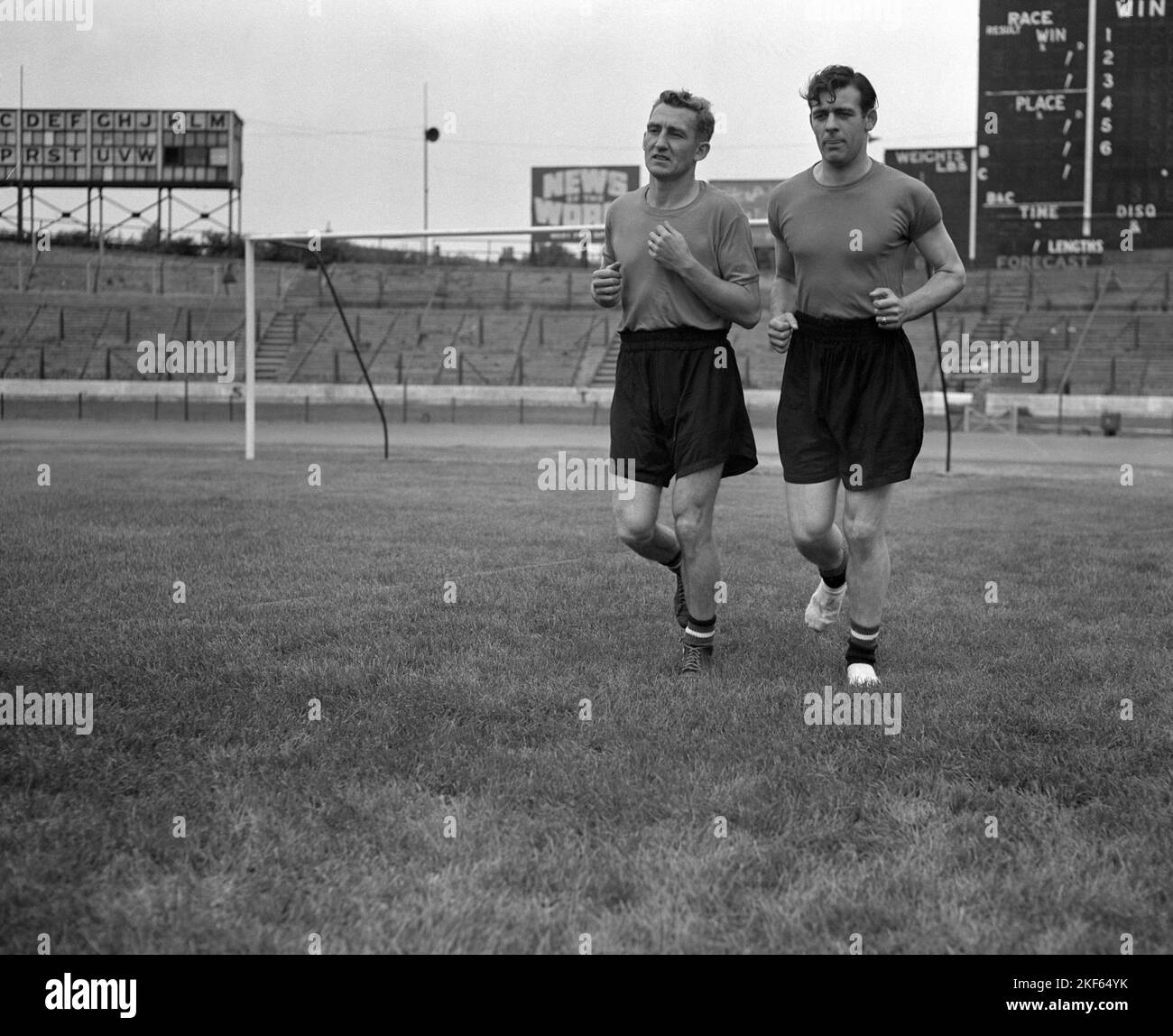 Chelsea's Roy Bentley (l) and Peter Sillett in training at Stamford ...