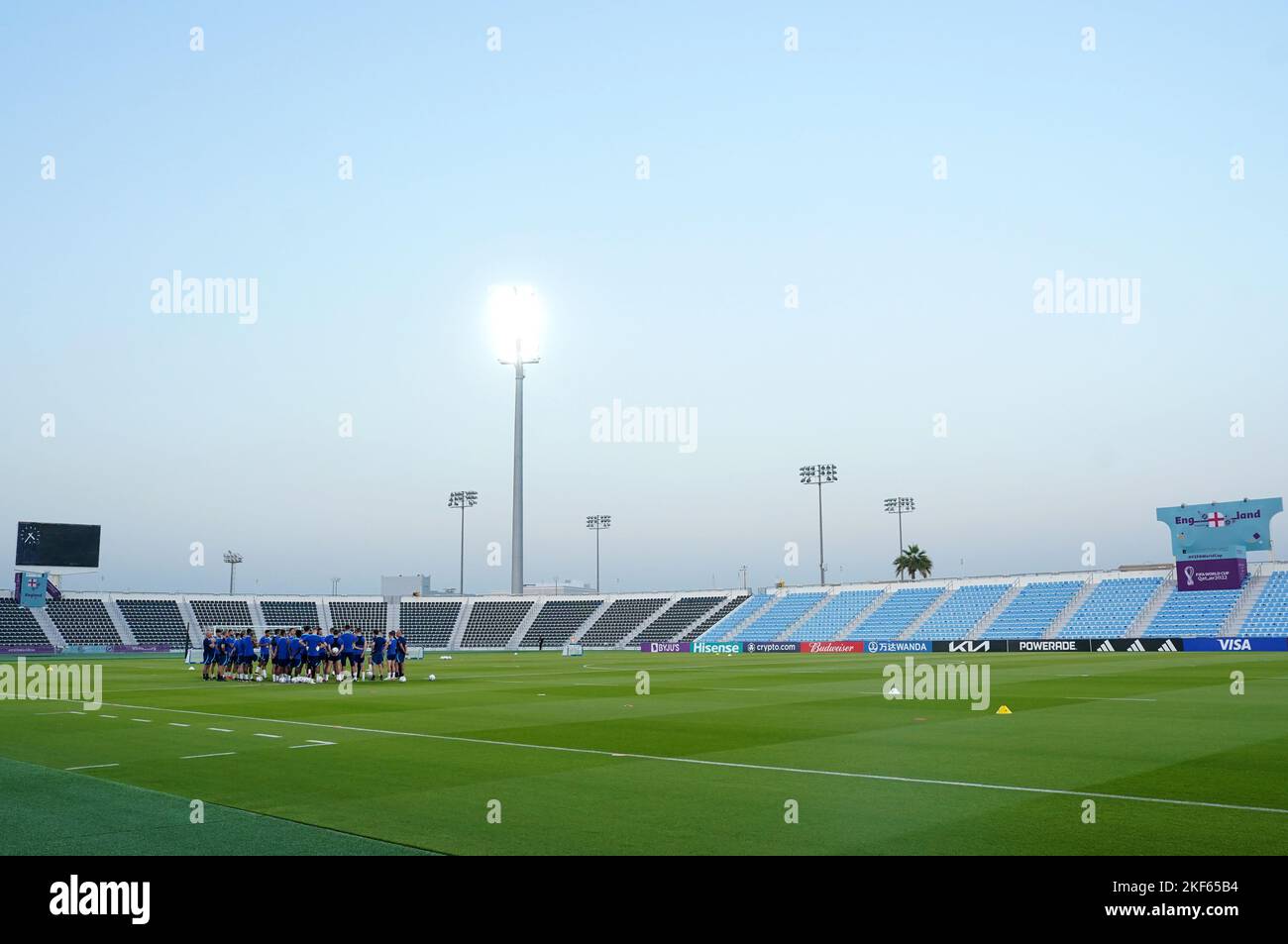 A general view of England players and staff during a training session ...