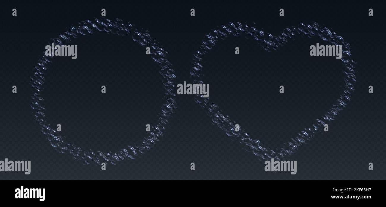 Soap foam frames, realistic shampoo bubbles, bath lather borders in ...