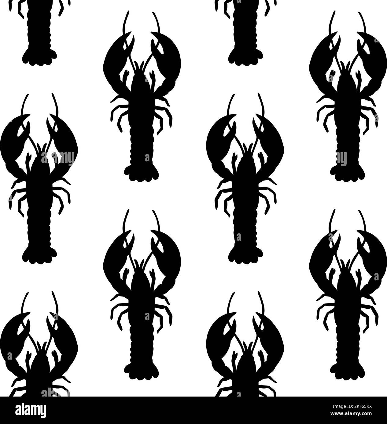 Vector seamless pattern of lobster silhouette Stock Vector Image & Art ...