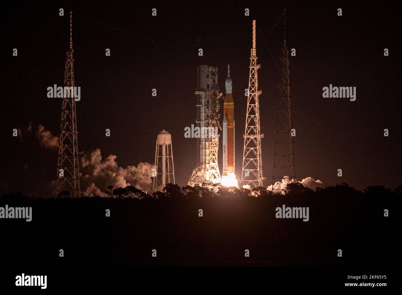 NASA’s Space Launch System rocket carrying the Orion spacecraft launches on the Artemis I flight ...