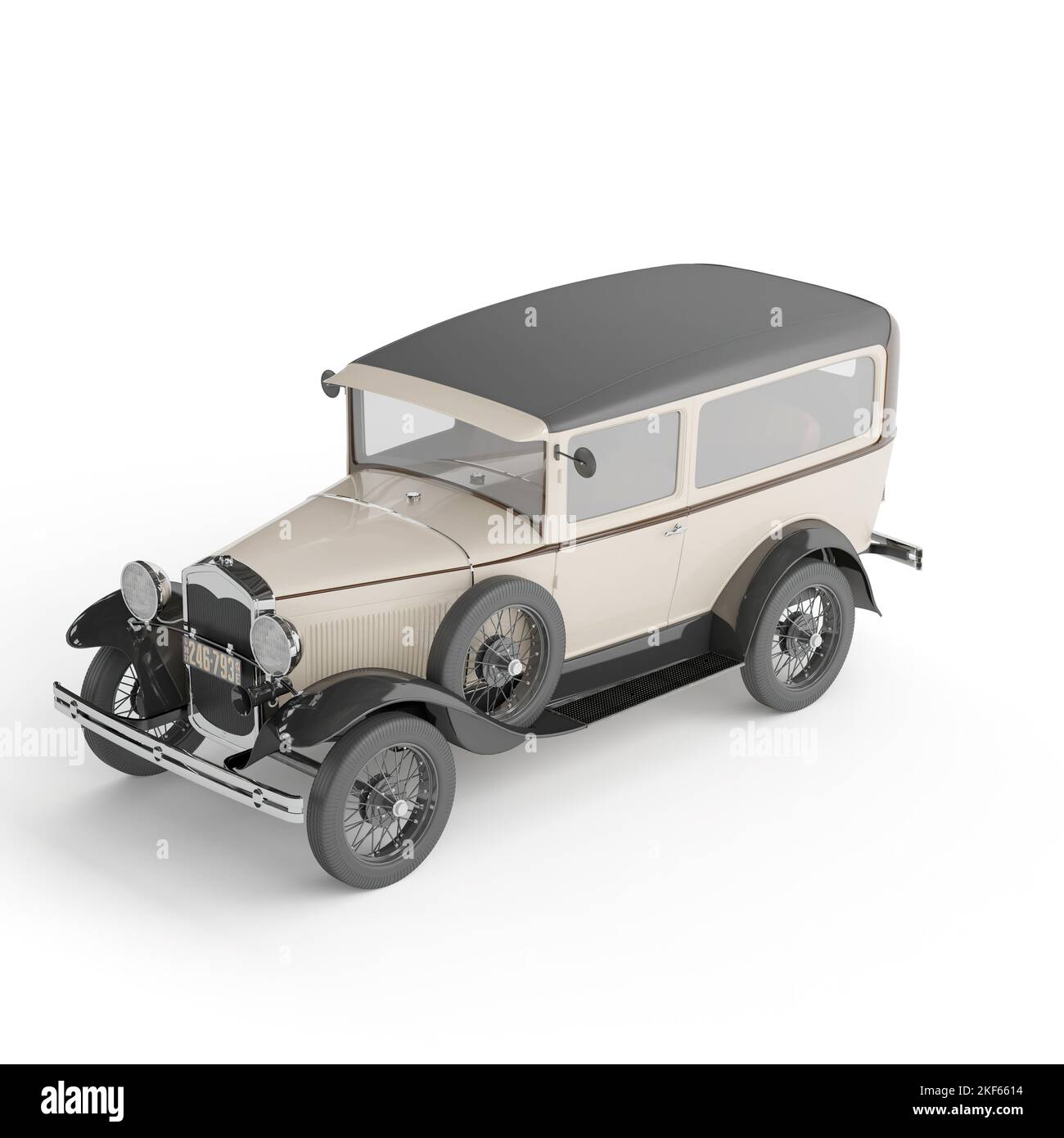 A 3D render of a vintage retro car isolated on a white background Stock ...