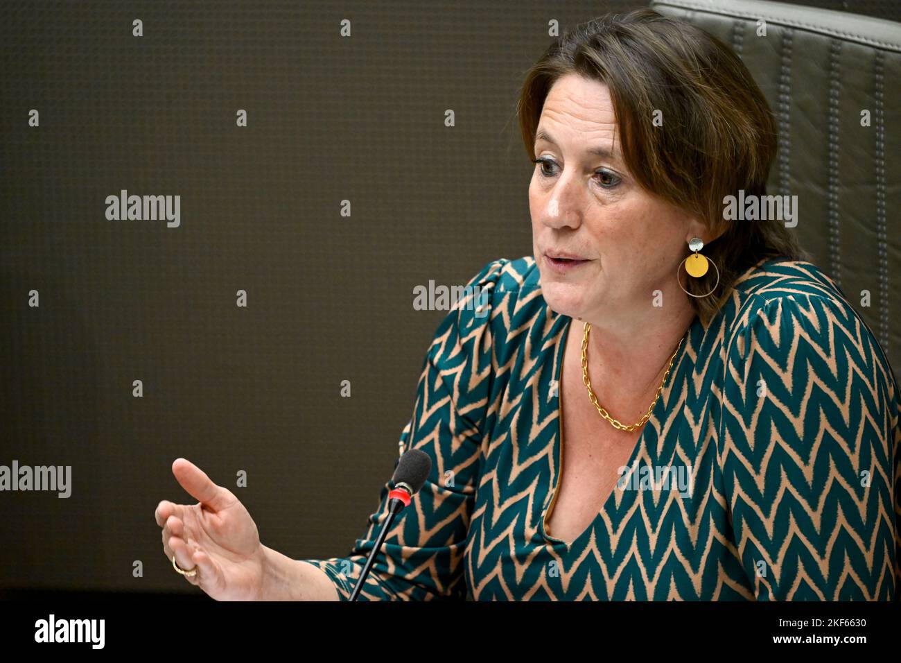 Vlaams Belang's Ilse Malfroot pictured during a press conference of ...
