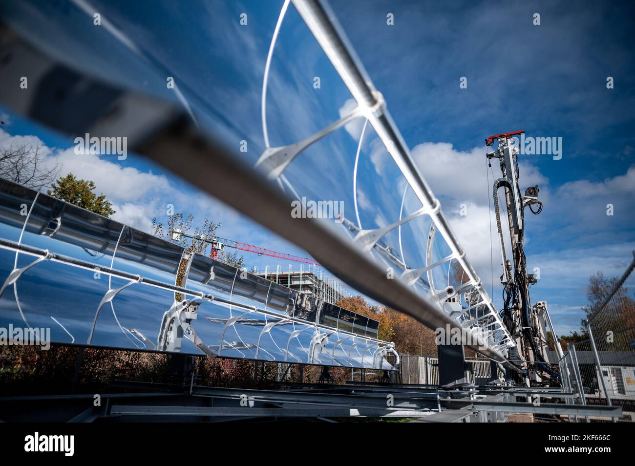 Bochum, Germany. 16th Nov, 2022. A solar thermal system stands next to ...