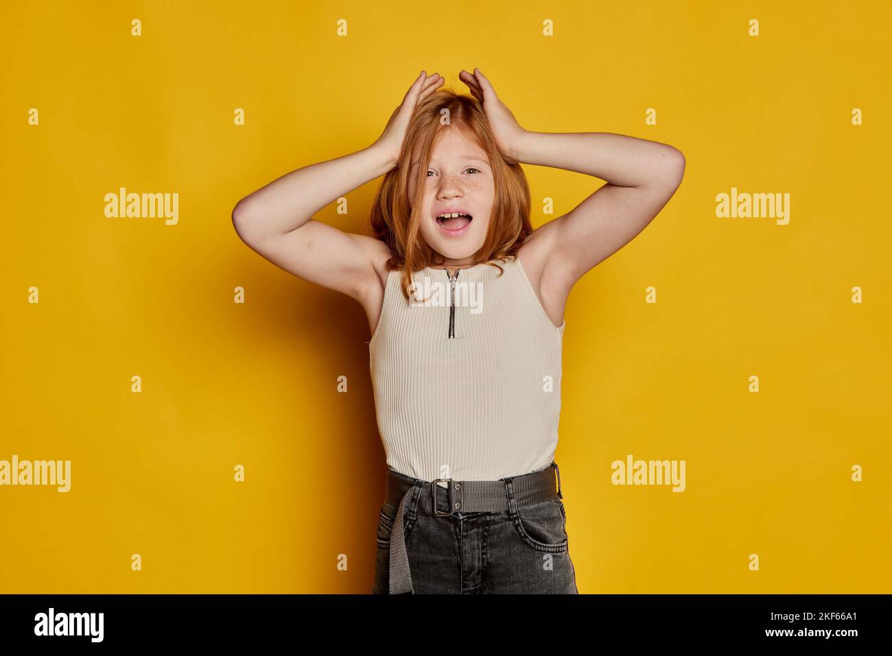Girl with freckles at school hi-res stock photography and images - Alamy