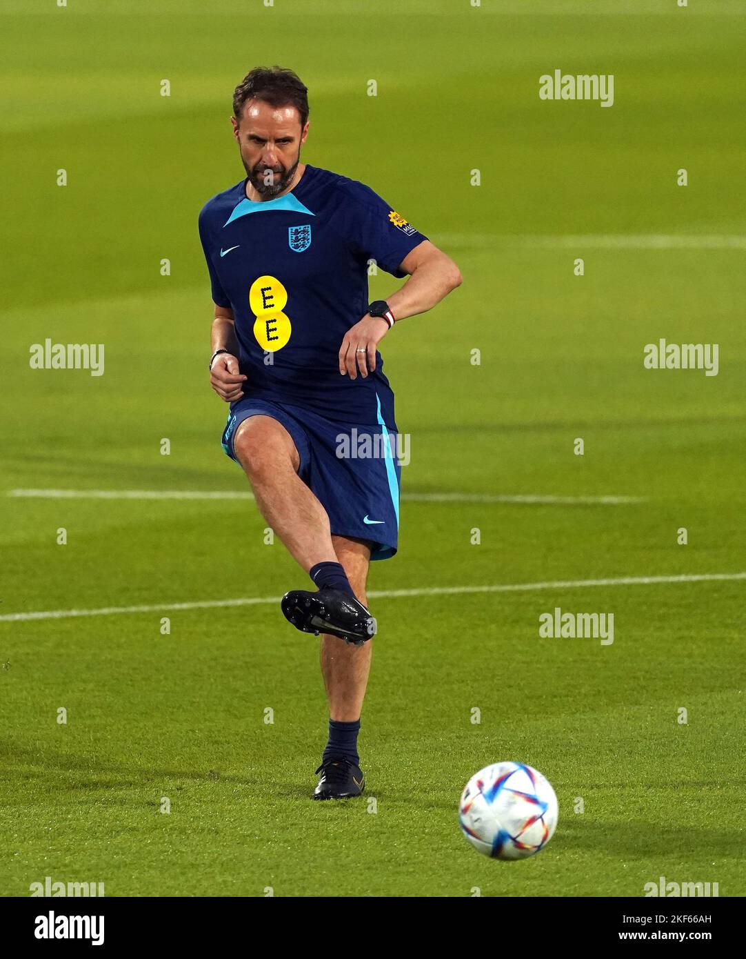 England manager Gareth Southgate during a training session at the Al ...