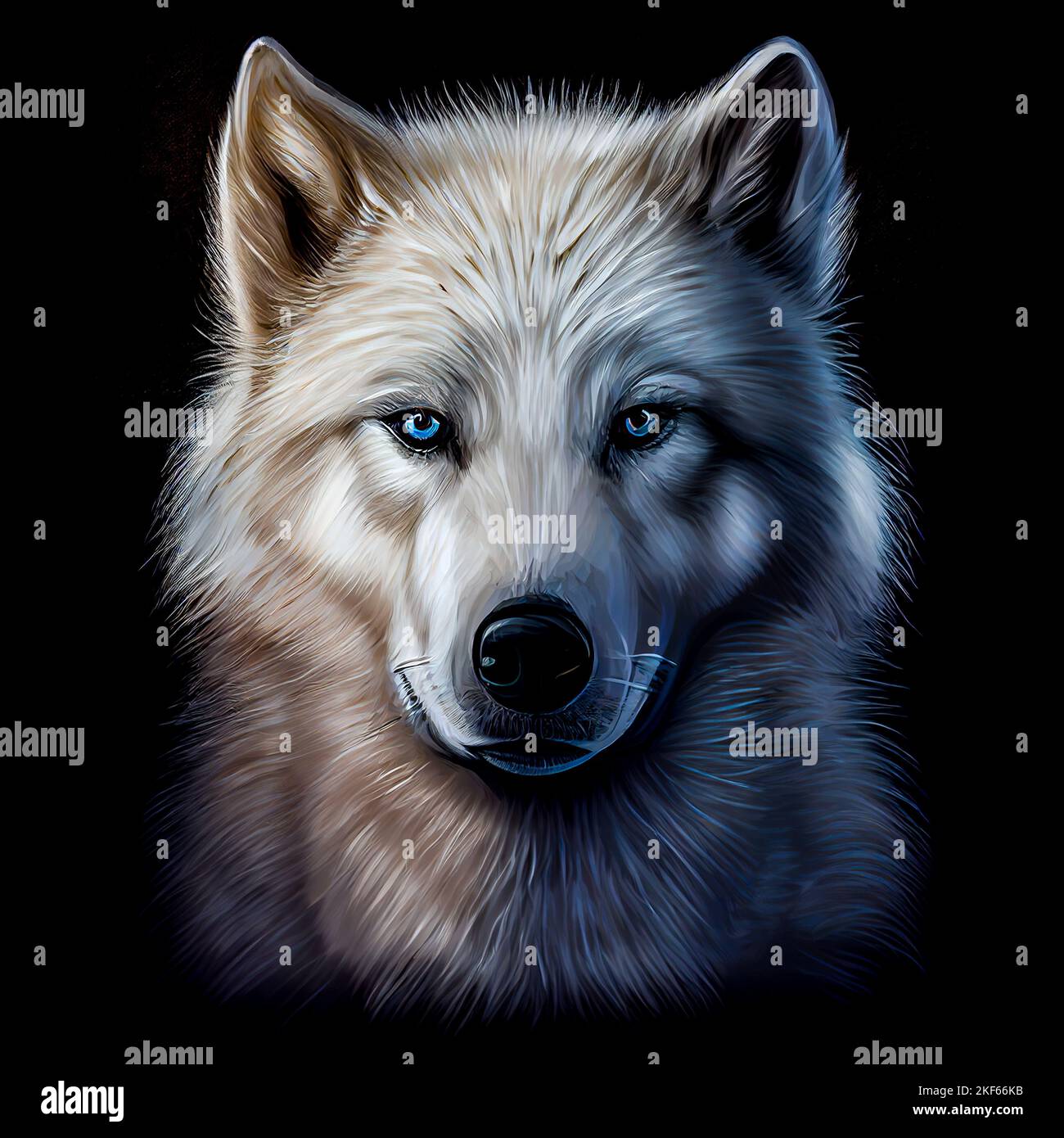 portrait of a white wolf illustration Stock Photo - Alamy
