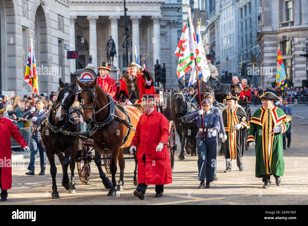 Horse drawn coach at the Lord Mayor's Show parade in the City of London ...