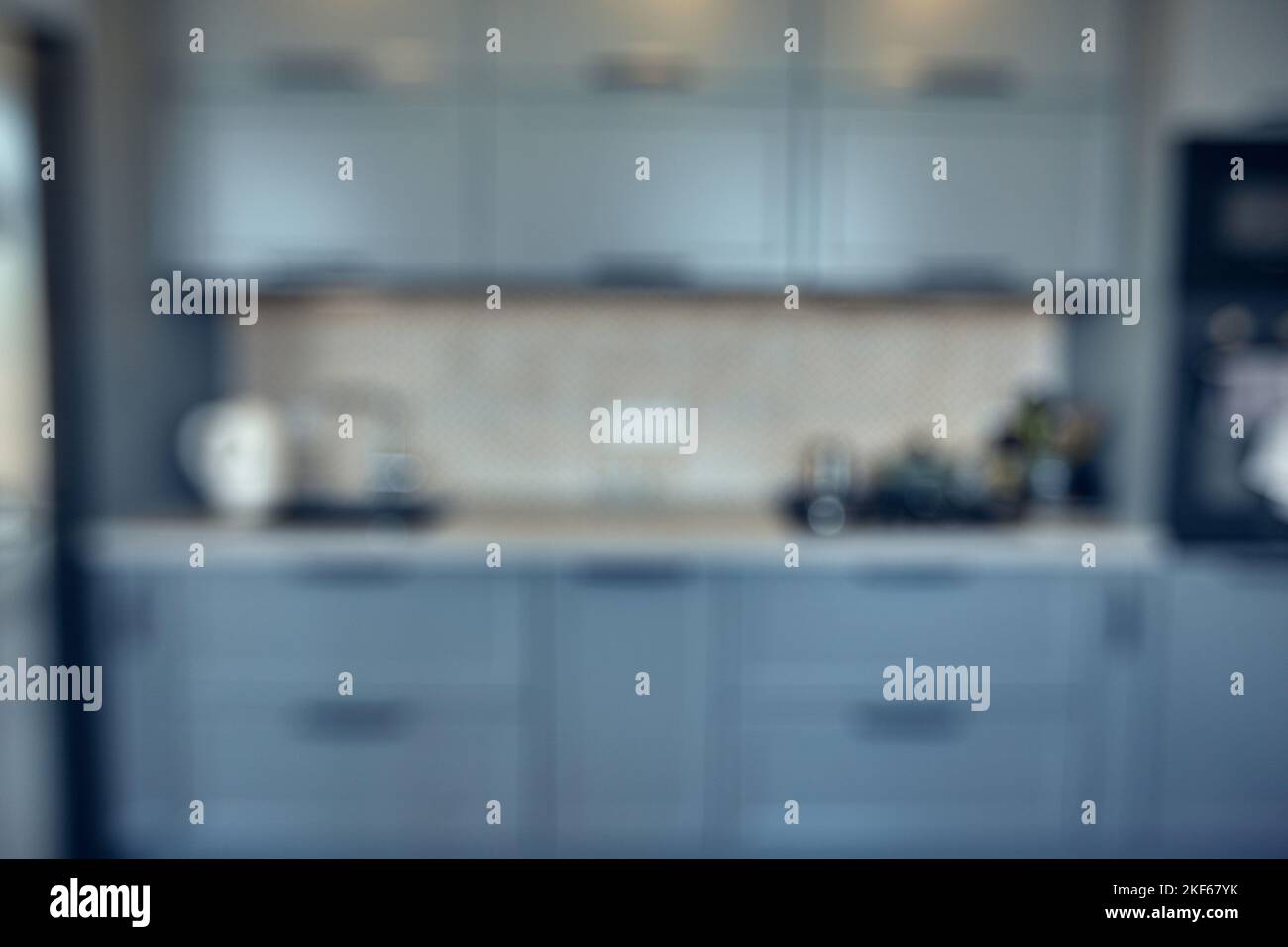 blurred image of modern kitchen interior for background Stock Photo - Alamy