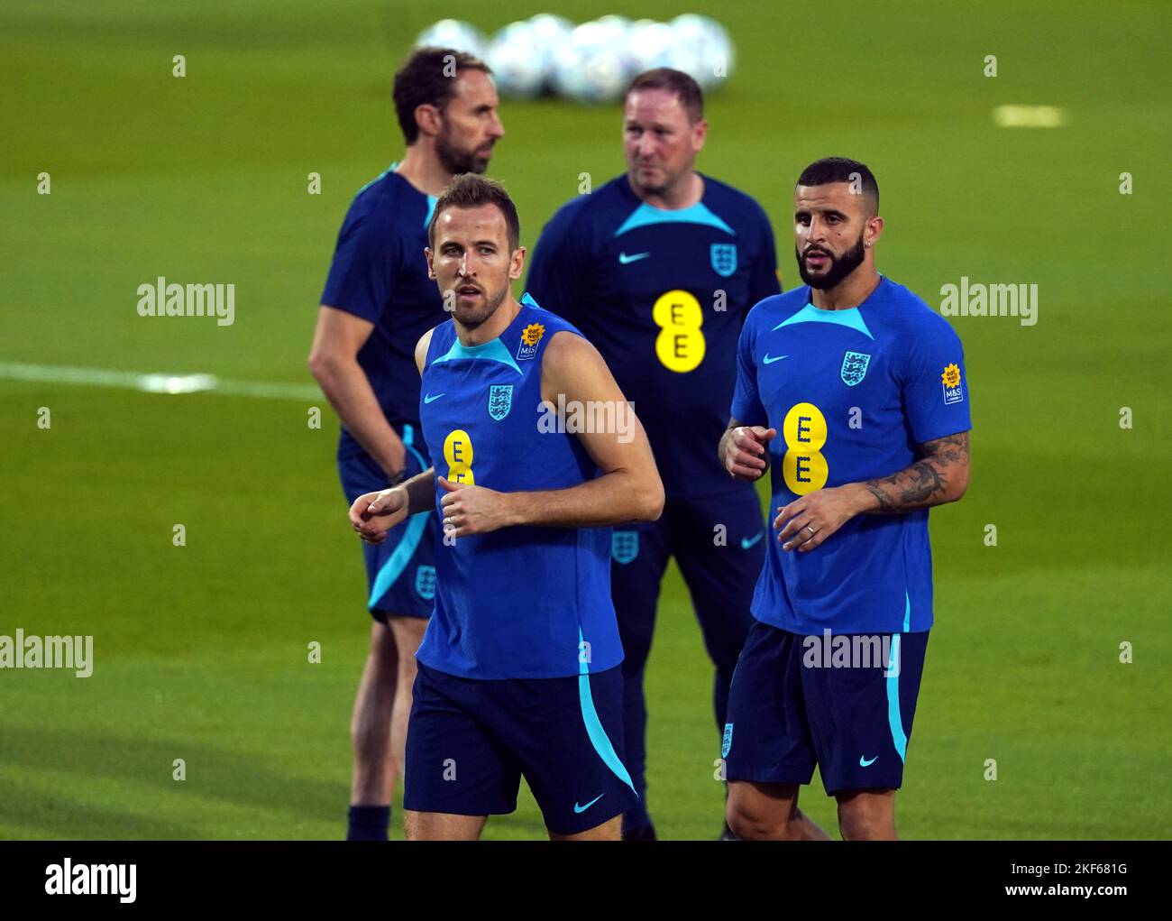 England's Harry Kane and Kyle Walker as manager Gareth Southgate and ...