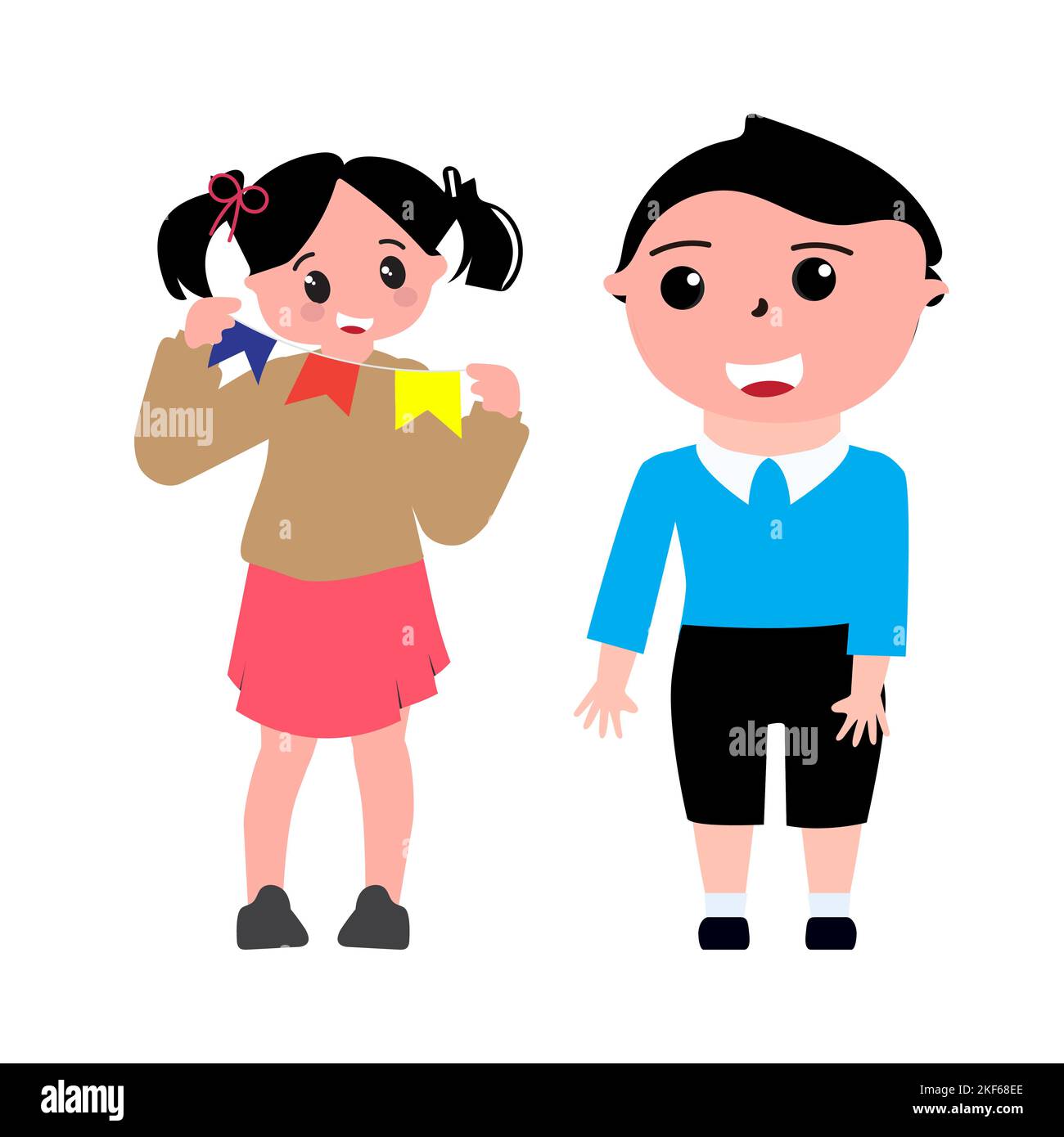 Cute children happy. flat design style minimal vector illustration ...