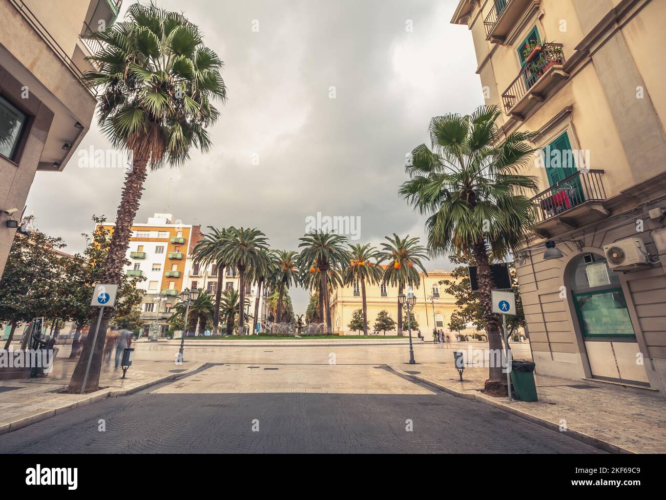 Empty streets of a beautiful cityside of Taranto with a breathtaking ...