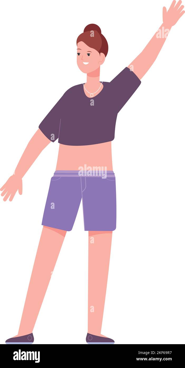 Young woman stretching. Morning workout exercise icon isolated on white ...