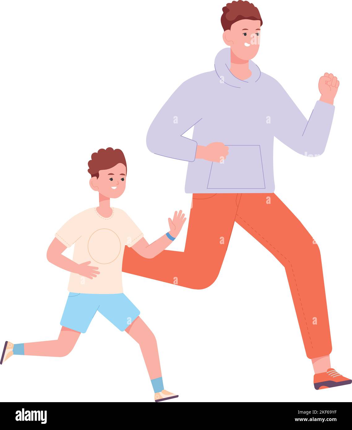 Running father and son. Active family training together isolated on ...